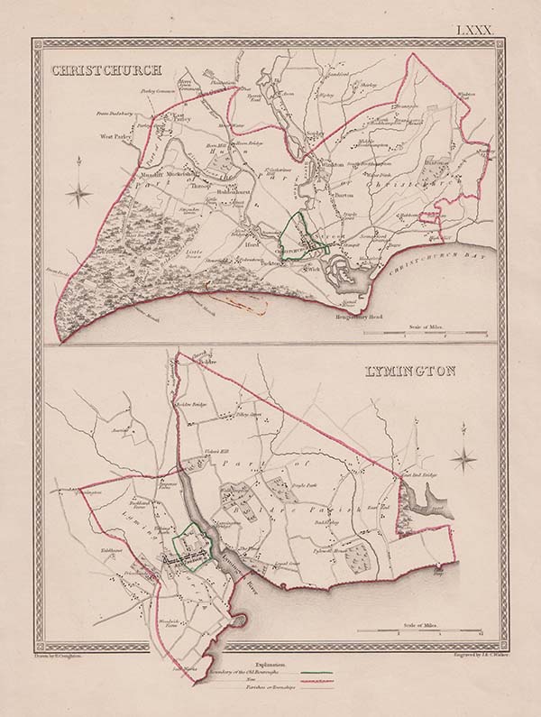 Hampshire | Speed | Saxton | Town Plan | antique prints maps